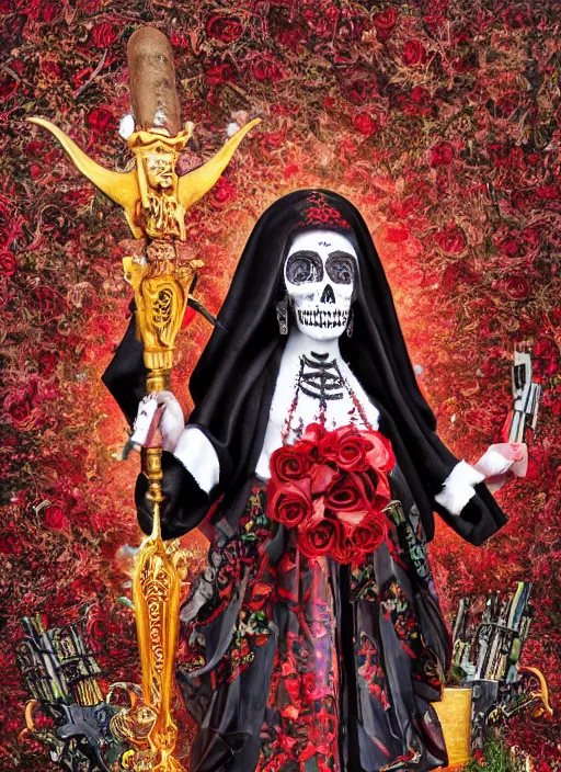 Mexican masterpiece of santa muerte with the book of | Stable Diffusion