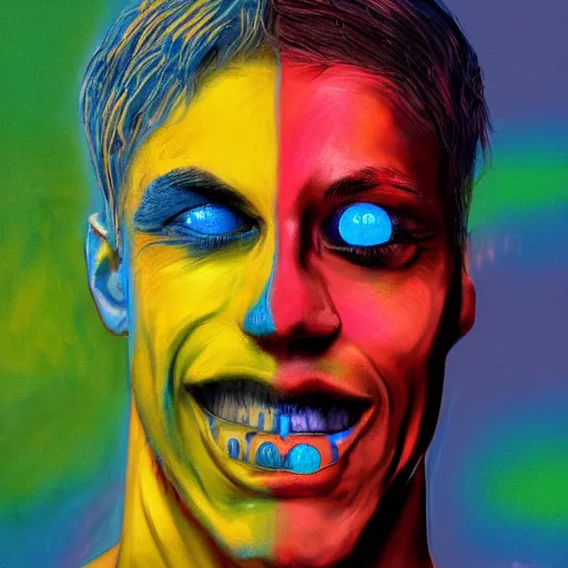 A blue man with golden teeth and grails rolling eyes | Stable Diffusion ...