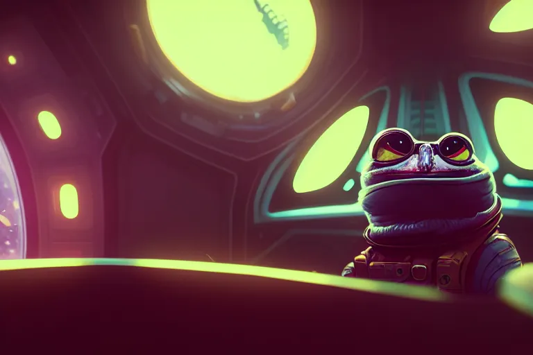 a close up shot of pepe inside a spaceship, wadim | Stable Diffusion ...