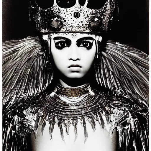 portrait of ethereal young crow princess in golden | Stable Diffusion ...