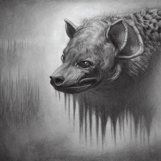 hyena demon in the louisiana swamp, beksinski style | Stable Diffusion ...