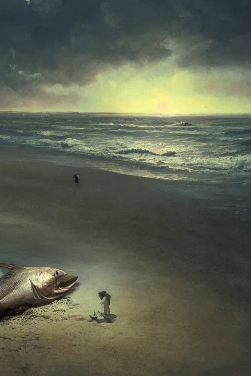 giant fish washed up on beach at staithes, david | Stable Diffusion ...