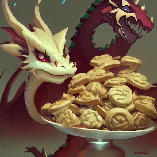 a dragon hoarding a pile of cookies, sharp detail, | Stable Diffusion ...