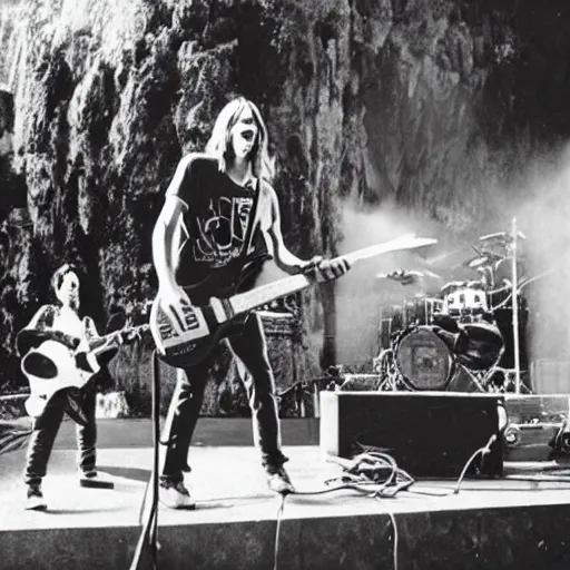 nirvana performing in front of baboons, studio ghibli, | Stable Diffusion