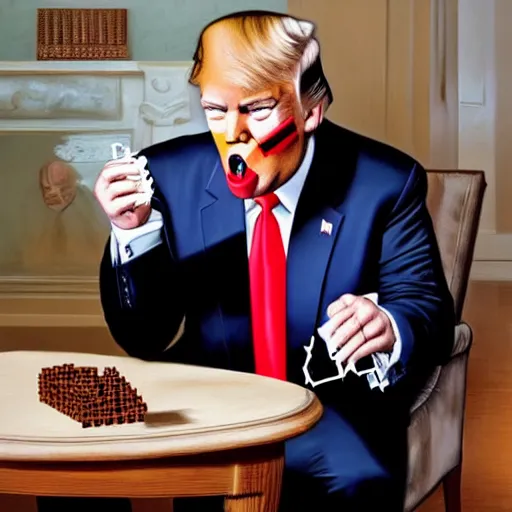 donald trump eating a rubik's cube putting a rubik's | Stable Diffusion ...