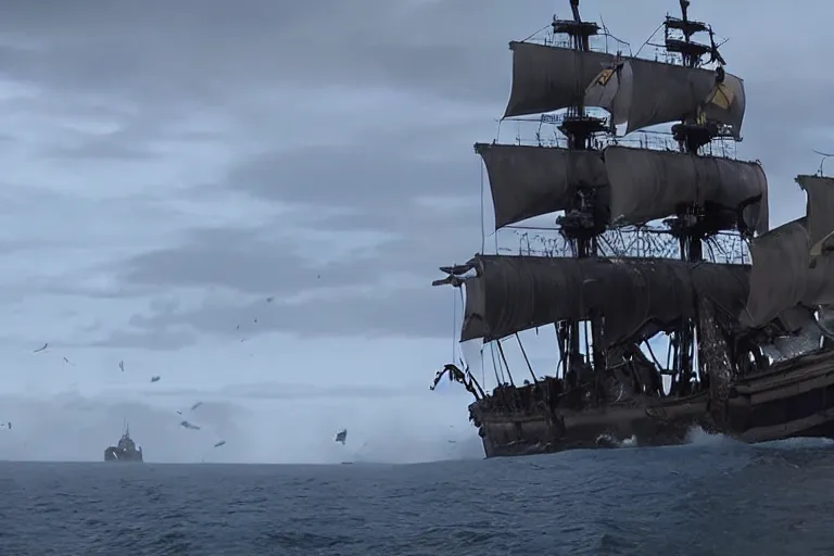 vfx movie pirate ships firing canons 8 5 mm by | Stable Diffusion | OpenArt