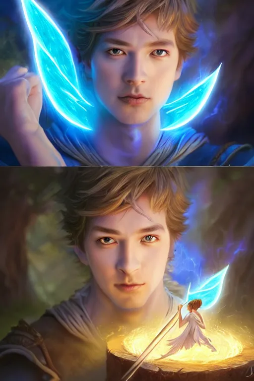 legendary fairy prince casting a lightning spell, blue | Stable ...