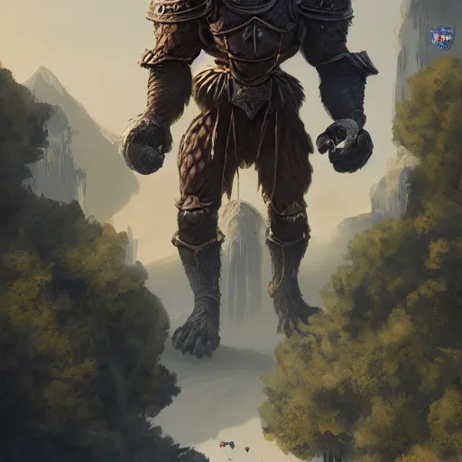 monkey knight colossus through city valley to battle | Stable Diffusion ...