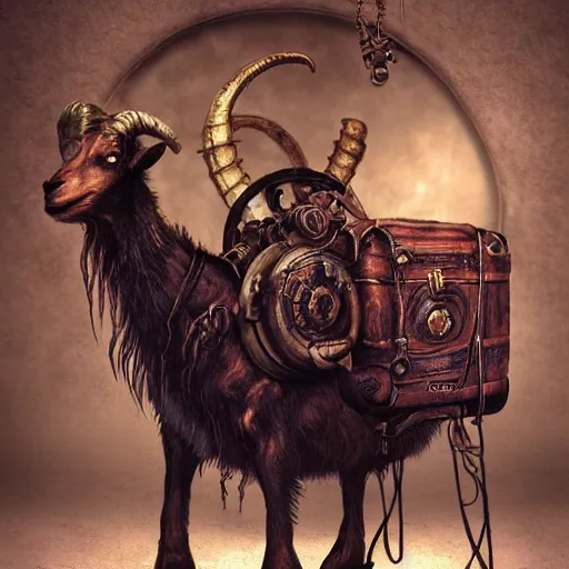 ancient infernal goat demon in a steampunk inspired | Stable Diffusion ...