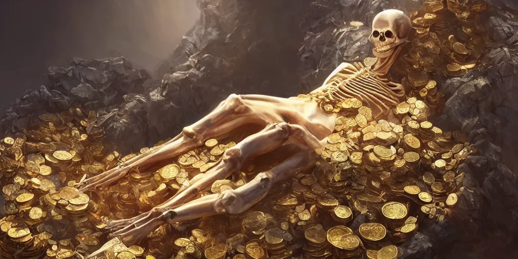 dark concept art of a skeleton laying in the middle of | Stable ...