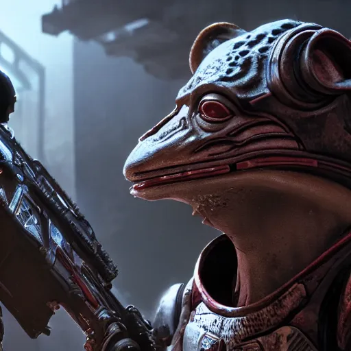 jar jar binks in gears of war, splash art, movie | Stable Diffusion ...