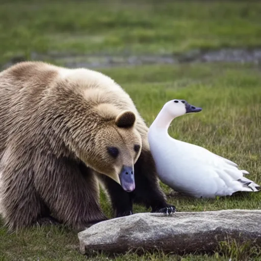 a goose and a bear cuddling | Stable Diffusion | OpenArt