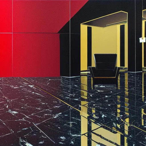 a rectangular hallway of pure black reflective marble | Stable ...