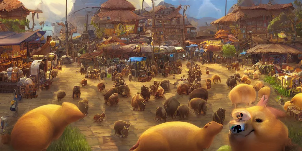 The capybara market, art by World of Warcraft Art | Stable Diffusion