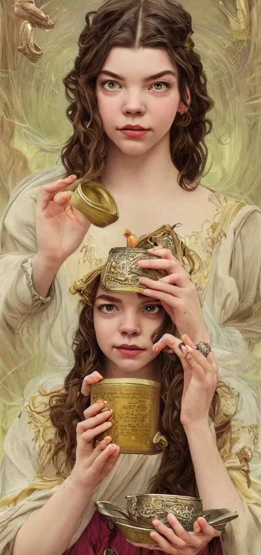 Anya Taylor Joy holding up an empanada with her hands | Stable ...