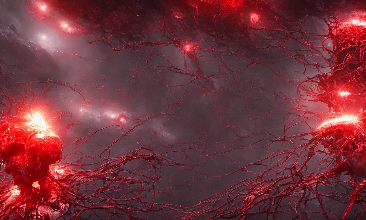 a bloody red neurological network spanning across the | Stable ...