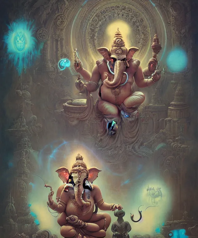 ganesha, futuristic holographic displays in the style | Stable ...