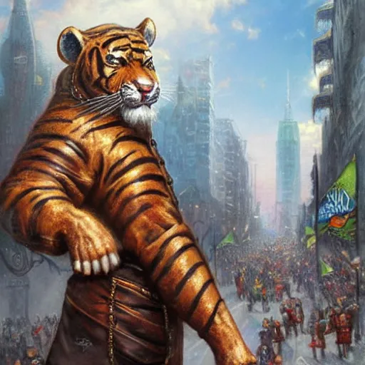 anthropomorphic Tiger man in leather clothes ,pride | Stable Diffusion