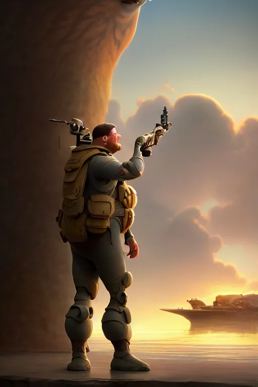 pixar soldier looking at a walrus | glamorous oily | Stable Diffusion ...