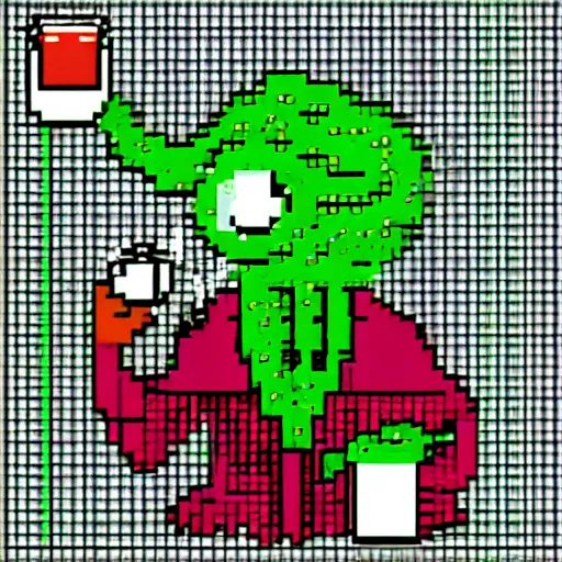 Cthulhu drinking tea with Satan, pixelated, retro | Stable Diffusion ...