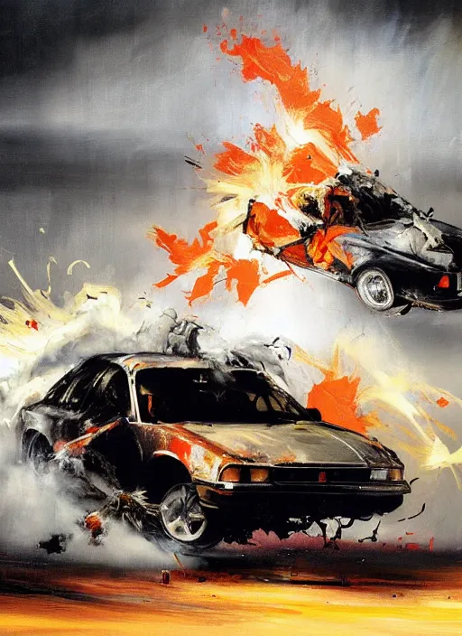 mr. moseby crashing car, explosion, screaming, | Stable Diffusion | OpenArt