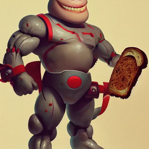 a large muscular slice of toasted bread with a face, | Stable Diffusion ...