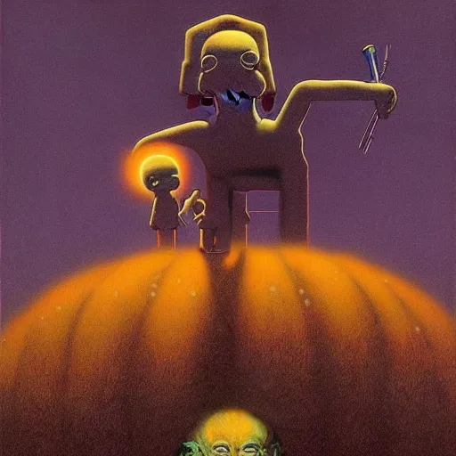 the simpsons halloween special by beksinski, banksy | Stable Diffusion ...