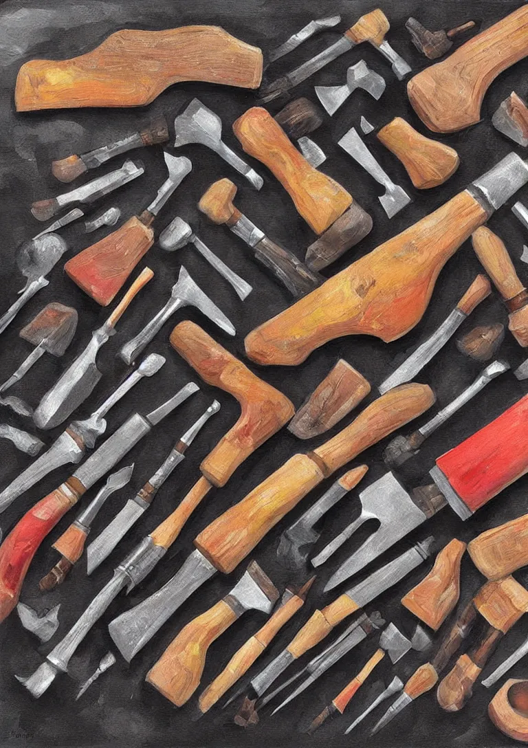 a beautiful painting of a toolkit filled with useless | Stable ...