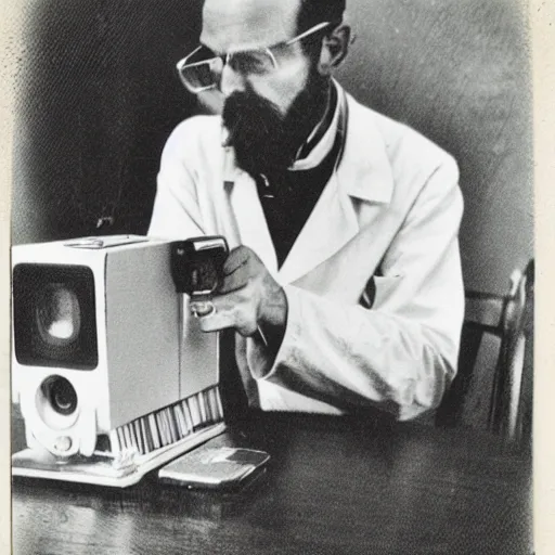 old polaroid depicting a scientist from the 1 9 th | Stable Diffusion ...