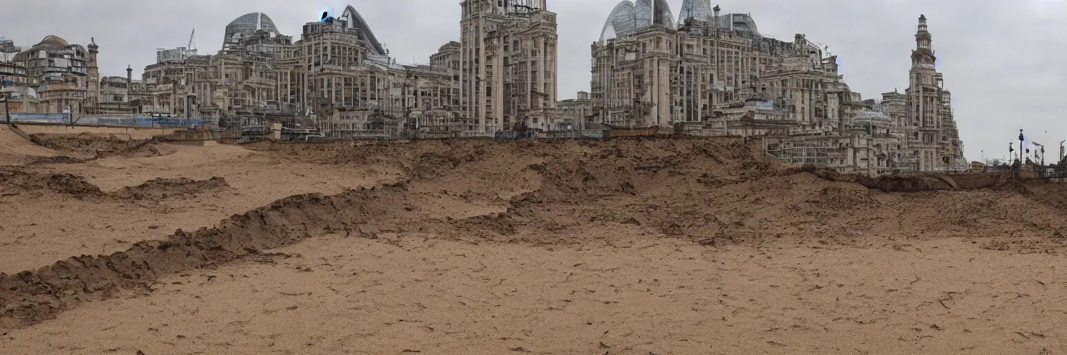 london in a drought, covered with sand and corroding | Stable Diffusion ...