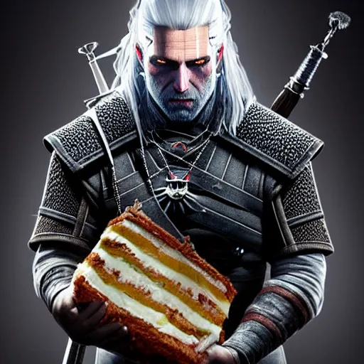 a digital painting of the witcher holding a birthday | Stable Diffusion