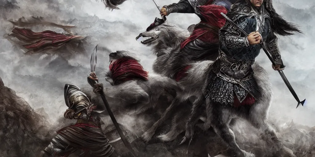 wolf vs swordsman chinese mythology, folklore, | Stable Diffusion | OpenArt