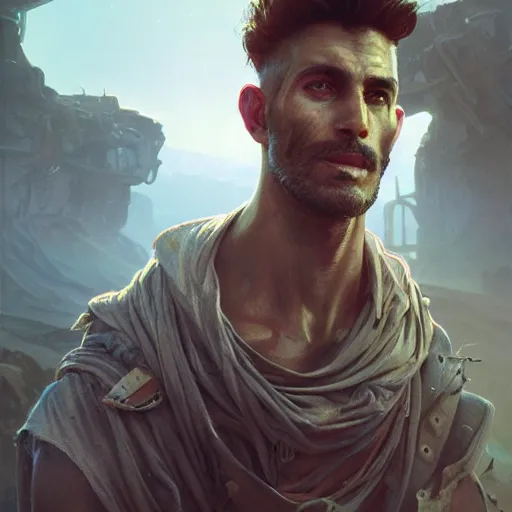 portrait painting of a futuristic rugged male rebel, | Stable Diffusion ...