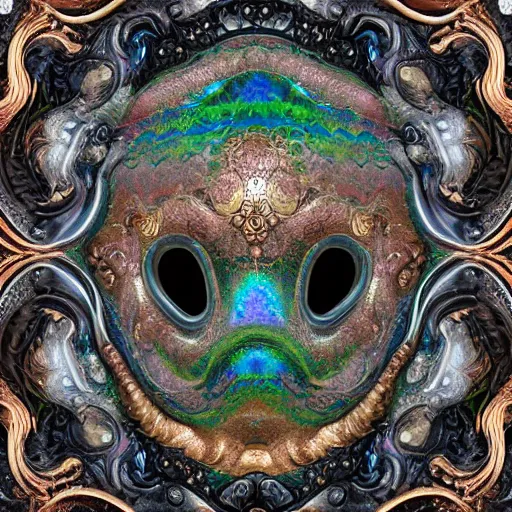 ornamental mask, Art Nouveau cresting oil slick waves, | Stable ...