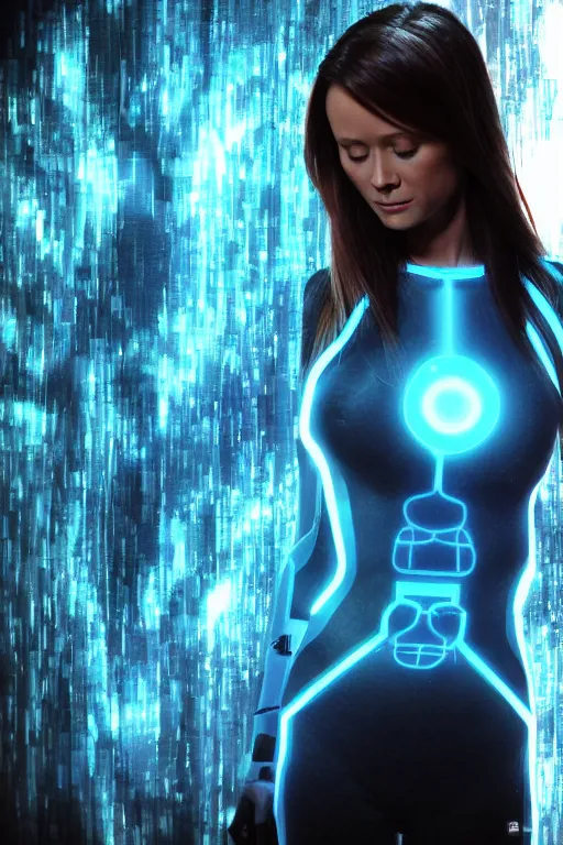 summer glau as cortana from halo, glowing digital body | Stable ...