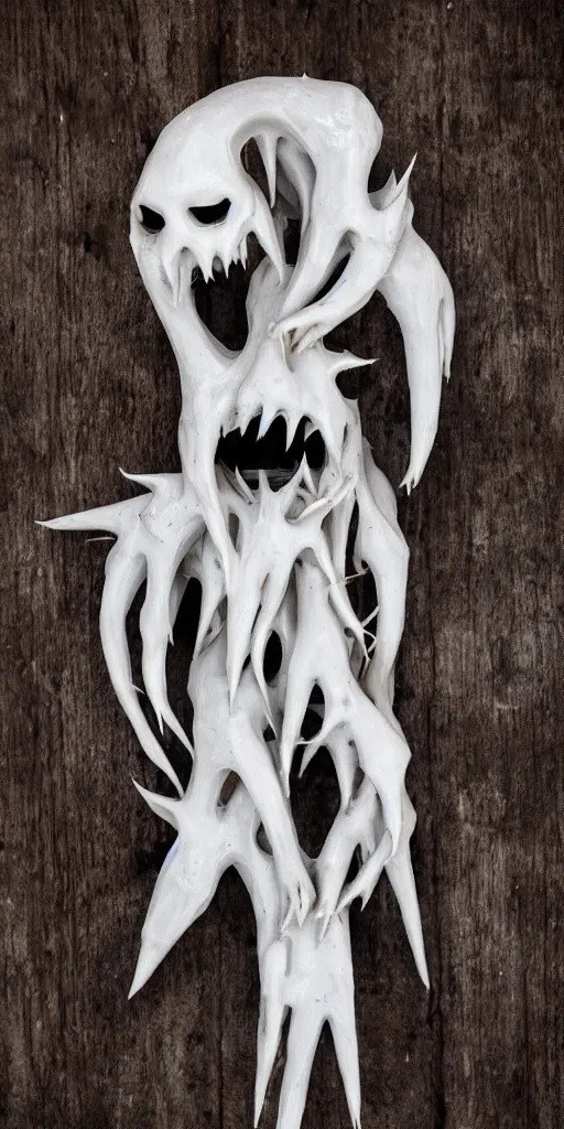 ghost with big sharp teeth and long fangs and thorns | Stable Diffusion ...