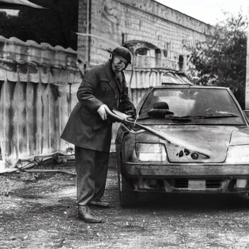 hitler with an angle grinder, removing rust from a | Stable Diffusion ...
