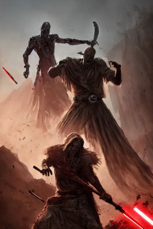 David vs goliath but Goliath is a zombie Sith Lord, | Stable Diffusion ...
