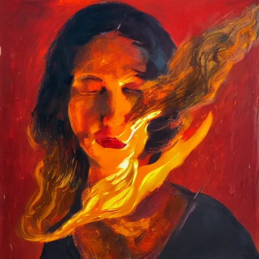 portrait, woman in fire, oil, explosion | Stable Diffusion | OpenArt