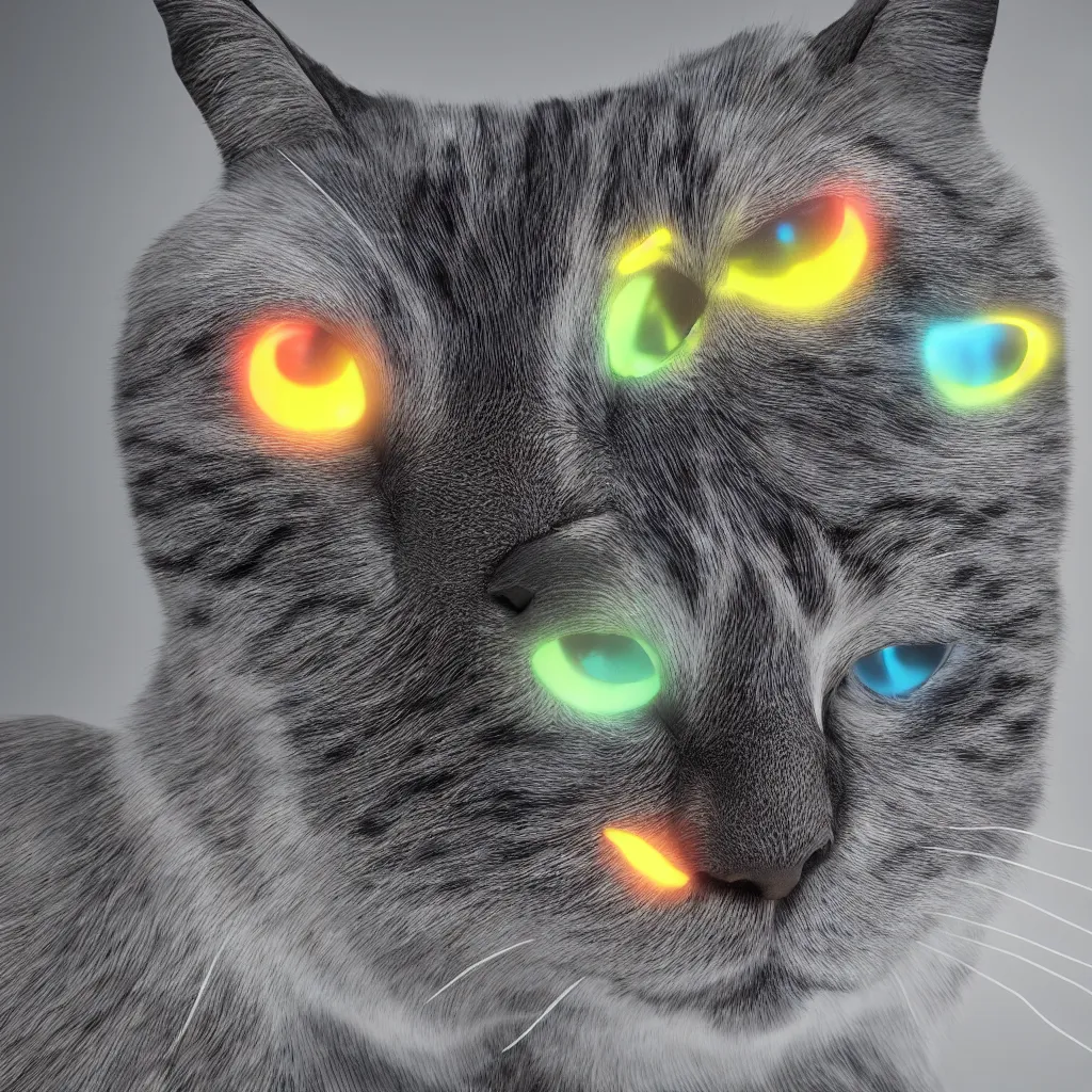 face of a glowing cat, neon light, octane render, 4k | Stable Diffusion ...
