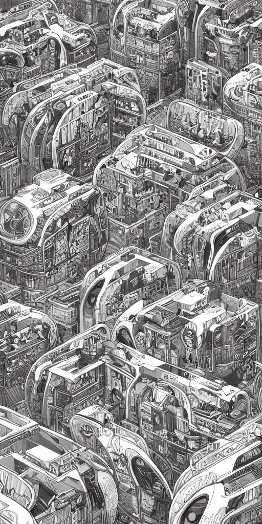 crazy alien apartments pods extremely detailed, sharp | Stable ...