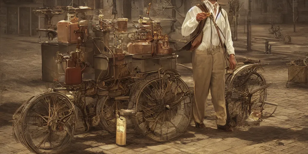 snake oil powered machine salesman, digital art, | Stable Diffusion ...