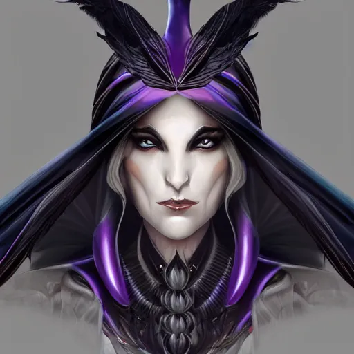 character portrait of a modest robed raven angel with | Stable ...