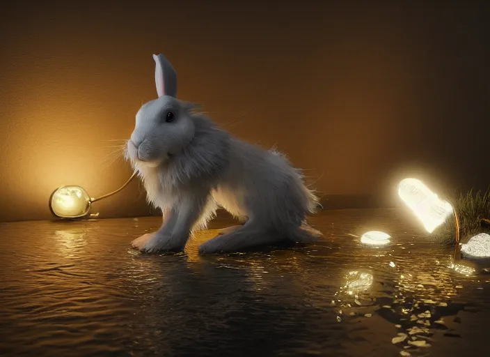 an anthropomorphic white rabbit with glowing eyes | Stable Diffusion ...