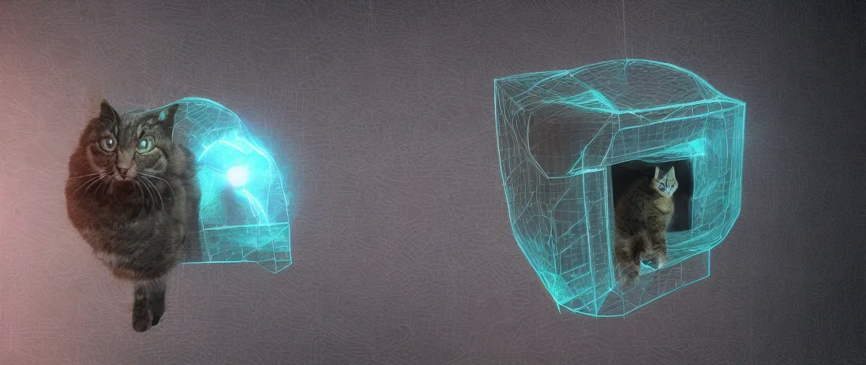 3 d render of schrodinger's cat in a box, quantum | Stable Diffusion | OpenArt