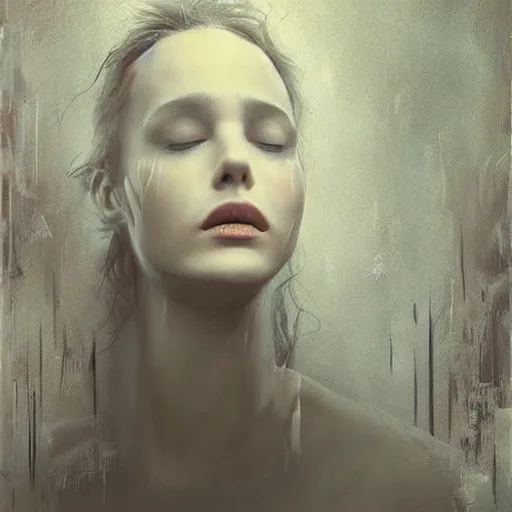 looking in the mirror somber sad painting artwork by | Stable Diffusion