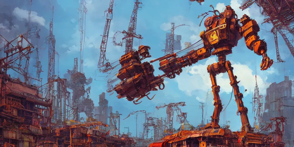 a film still of a gigantic rusty metal giant robot | Stable Diffusion ...