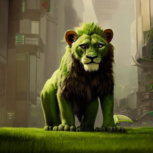 a green lion zootopia style with yoda ears greg | Stable Diffusion ...