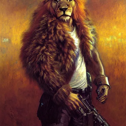portrait of a male furry lion in a police uniform. | Stable Diffusion ...