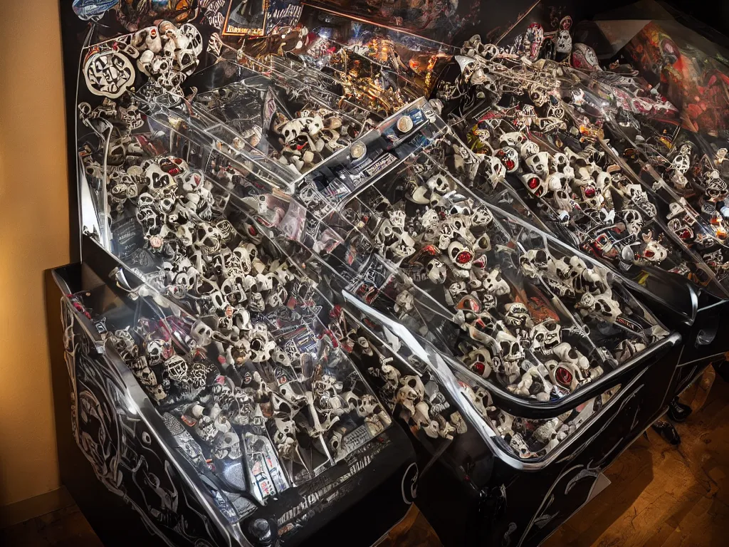pinball machine made from skulls and bones, studio | Stable Diffusion ...
